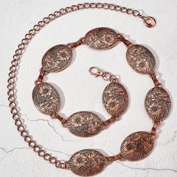 PONCRAFTS | Accessories | Vintage Waist Chain Flower Oval Shaped Style ...